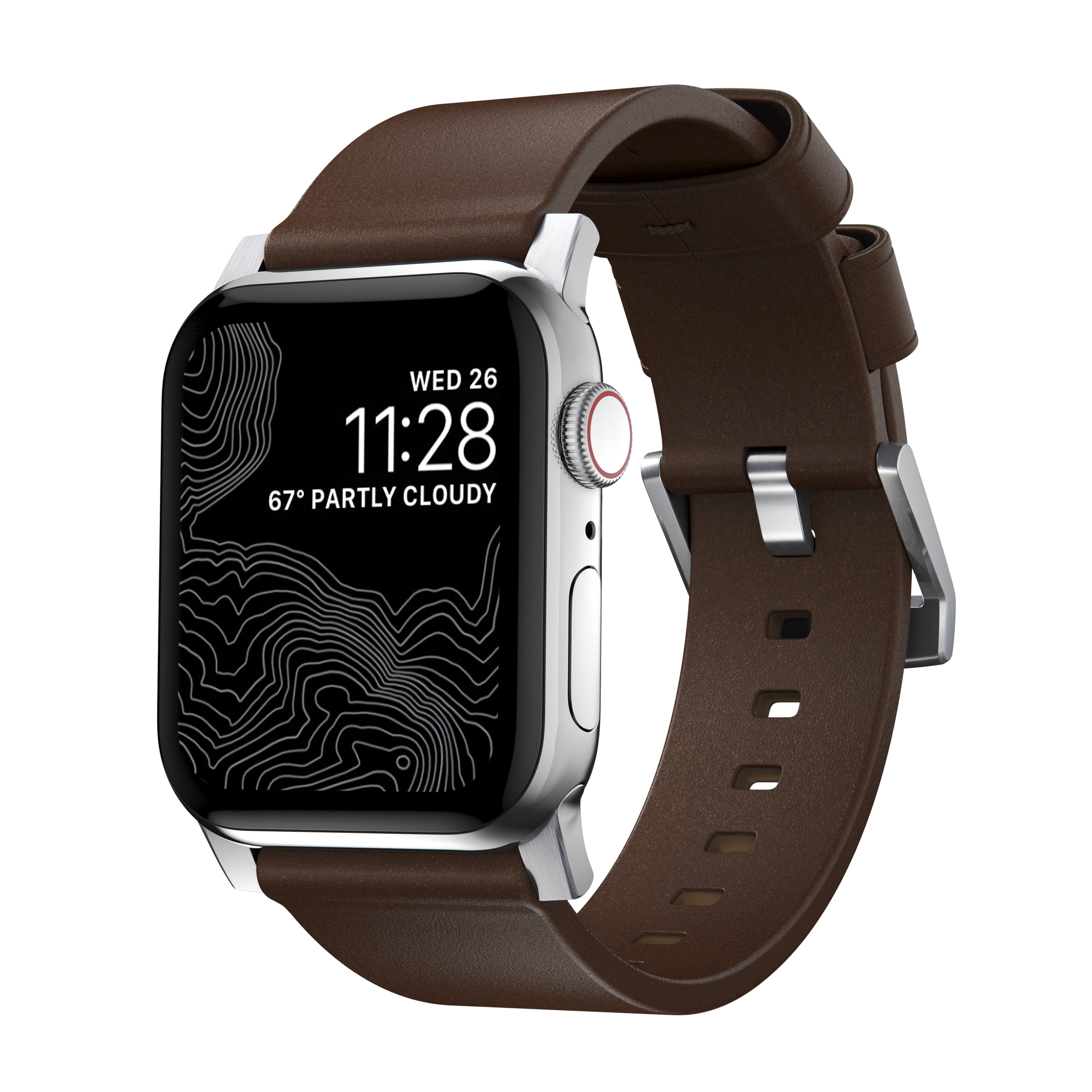 Nomad 49/46 mm Moderne Skinnrem med Sølv Spenne - Brun – Eplehuset