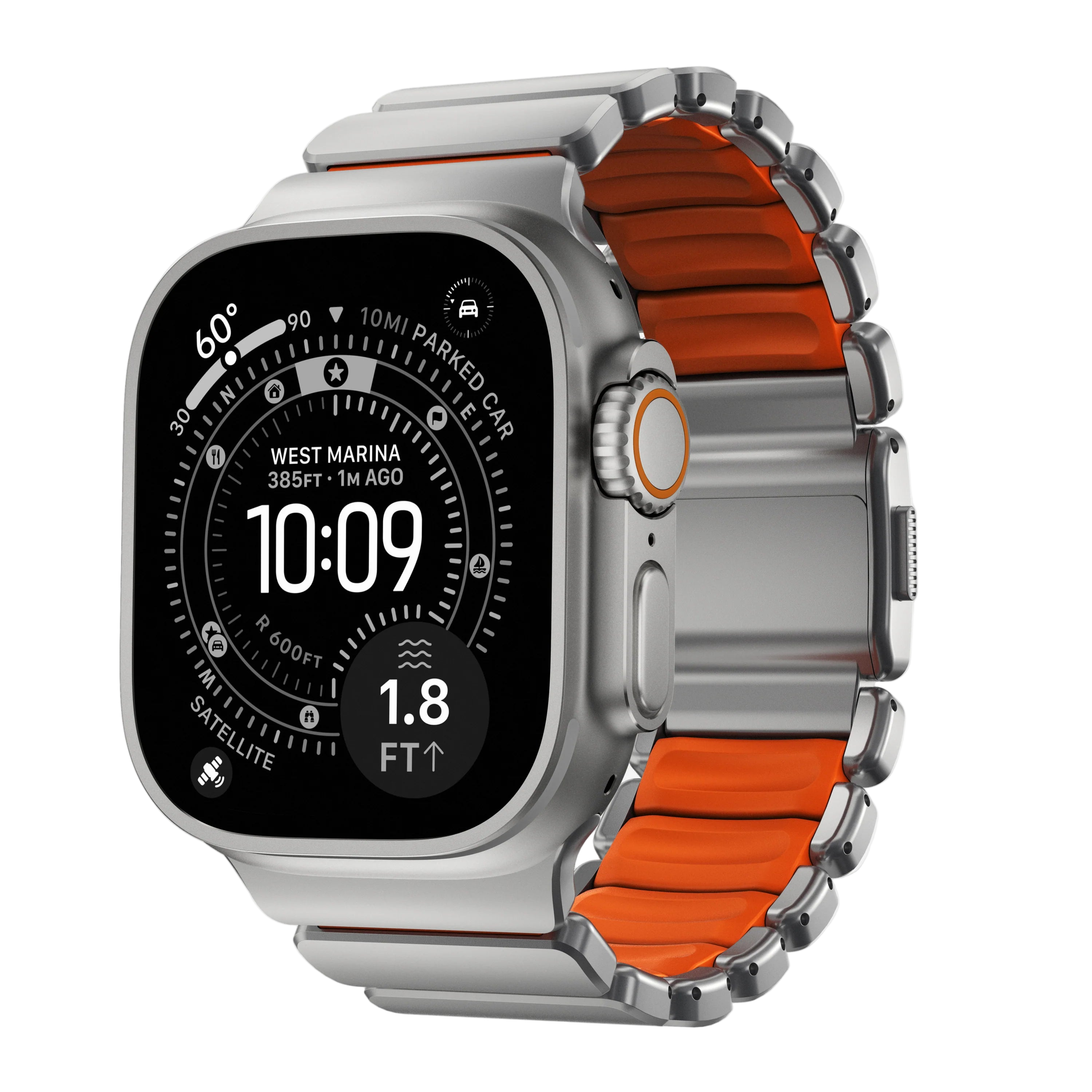 Nomad 49/46 mm Stratos Band Reim - Natural Titanium/Ultra Orange ...